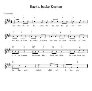 Backe, backe Kuchen - Kinderlieder - Noten - Text - Kinderlieder zum ...